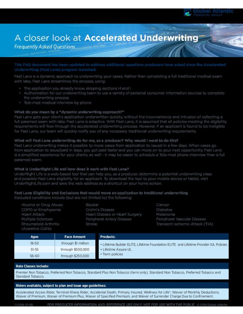 Global Fast Lane UW FAQs - Agency One